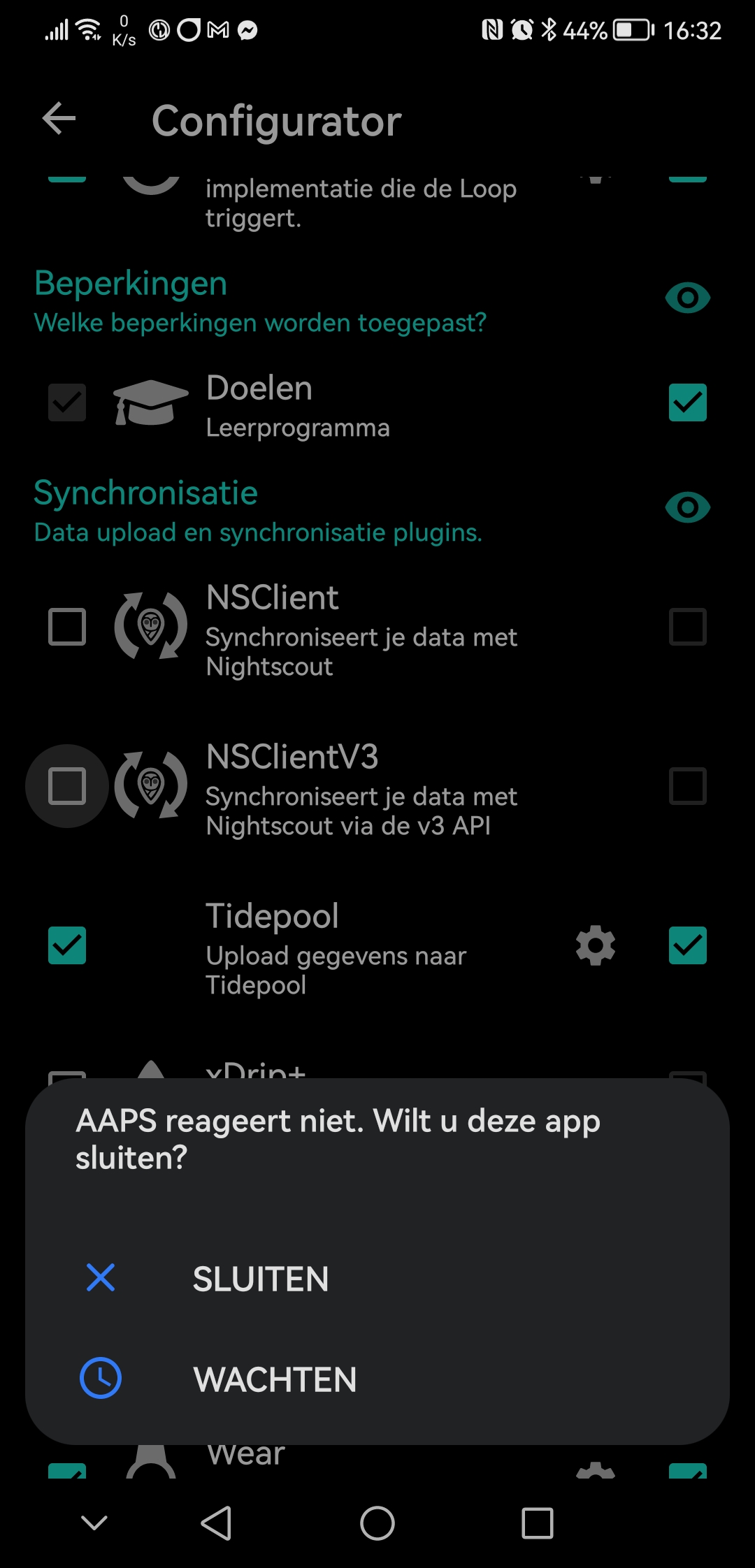 AndroidAPS 3.2 dev hangs after pressing NSClientV3 "switch on" button · Issue #2947 · nightscout ...