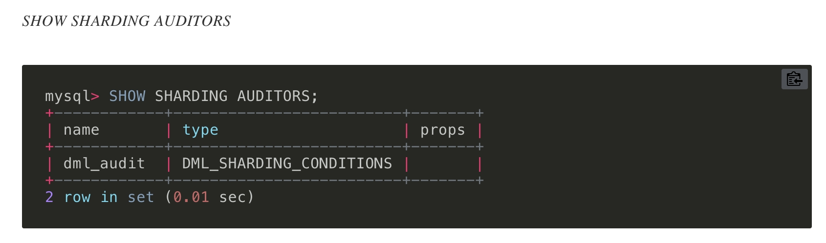 SHOW SHARDING AUDITORS Not support. · Issue #19020 · apache/shardingsphere · GitHub