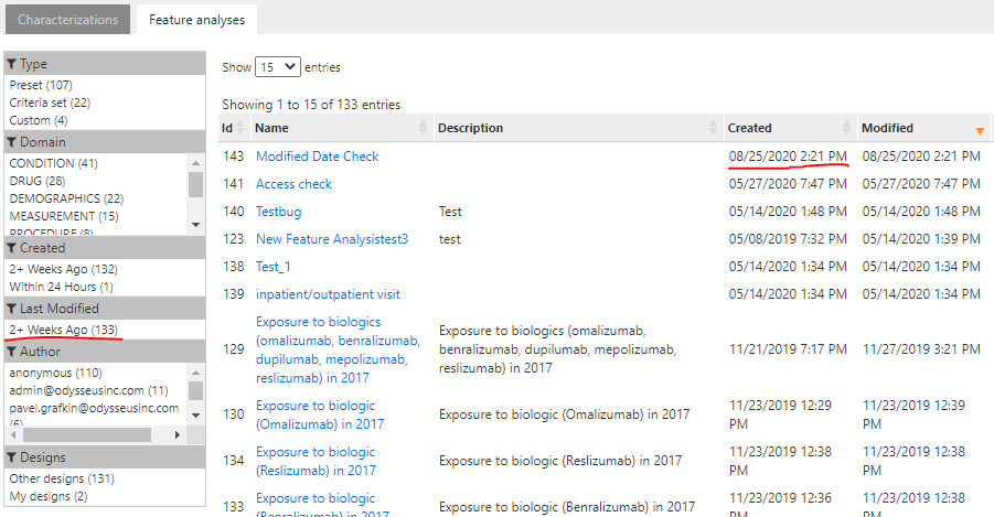 Feature analyses "Last Modified" shows only "2+ weeks ago" · Issue #2292 · OHDSI/Atlas · GitHub