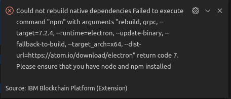 Could not rebuild native dependencies · Issue #2355 · IBM-Blockchain/blockchain-vscode-extension ...