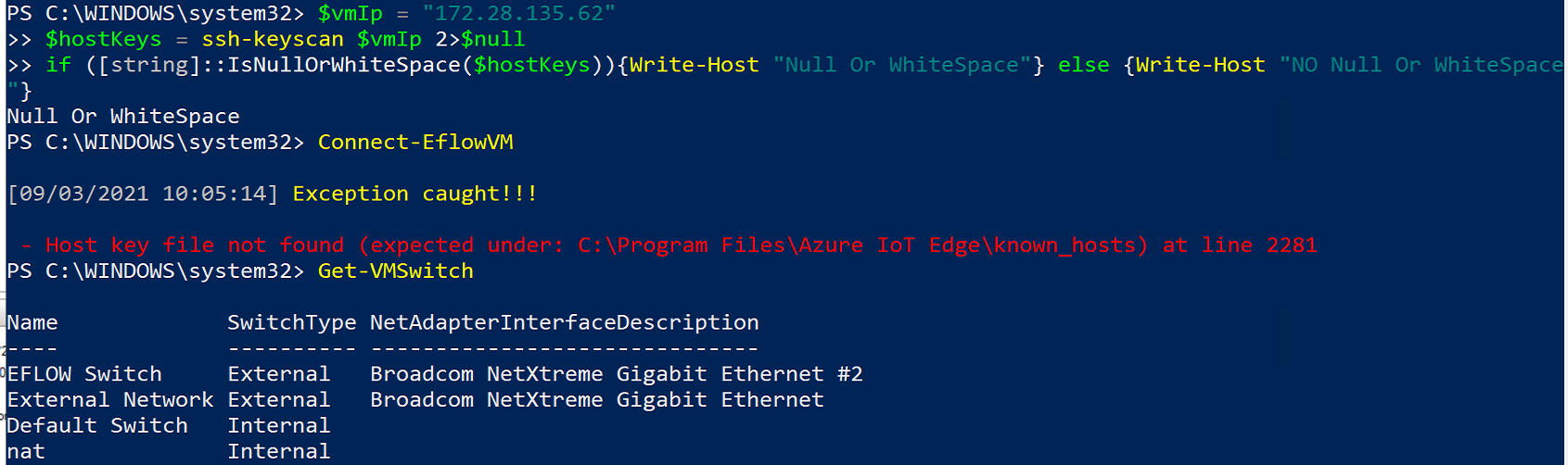 Various Switch Errors When Deploying Eflow To Server 2019 Using Wac V21032 Or Powershell