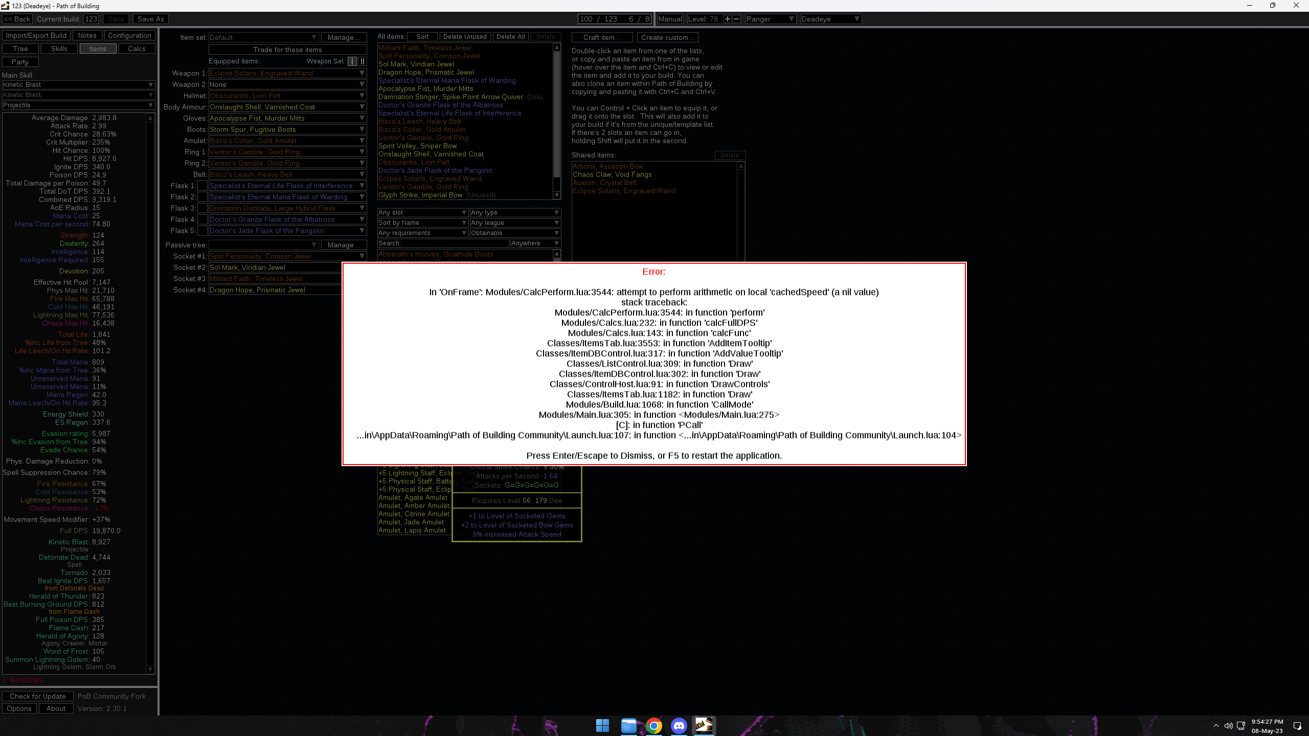One Handed Unique Bug · Issue 6210 · Pathofbuildingcommunity