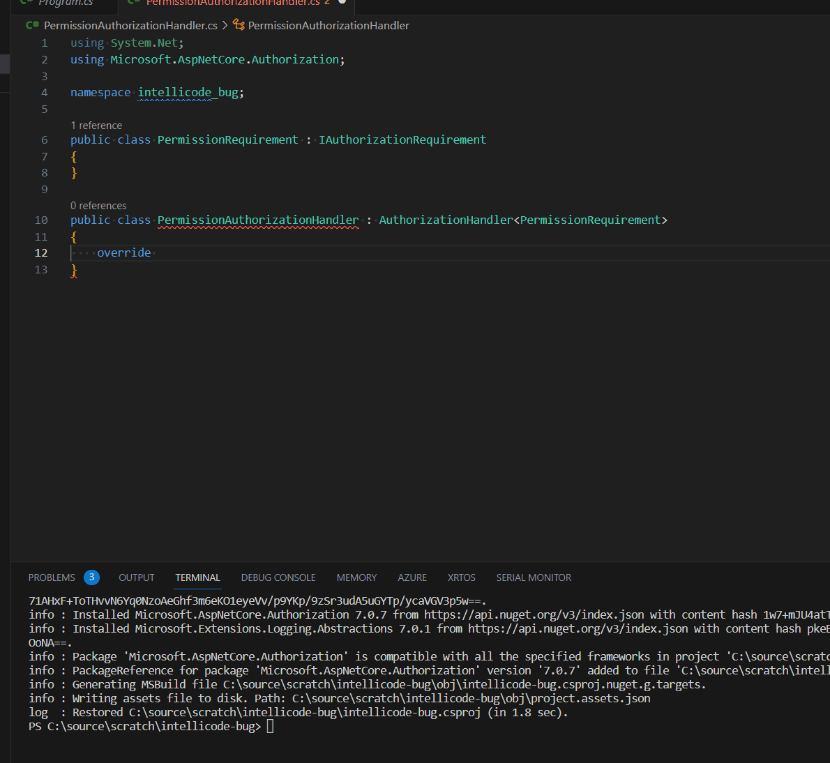 IntelliCode won't complete an override · Issue #179 · microsoft/vscode ...