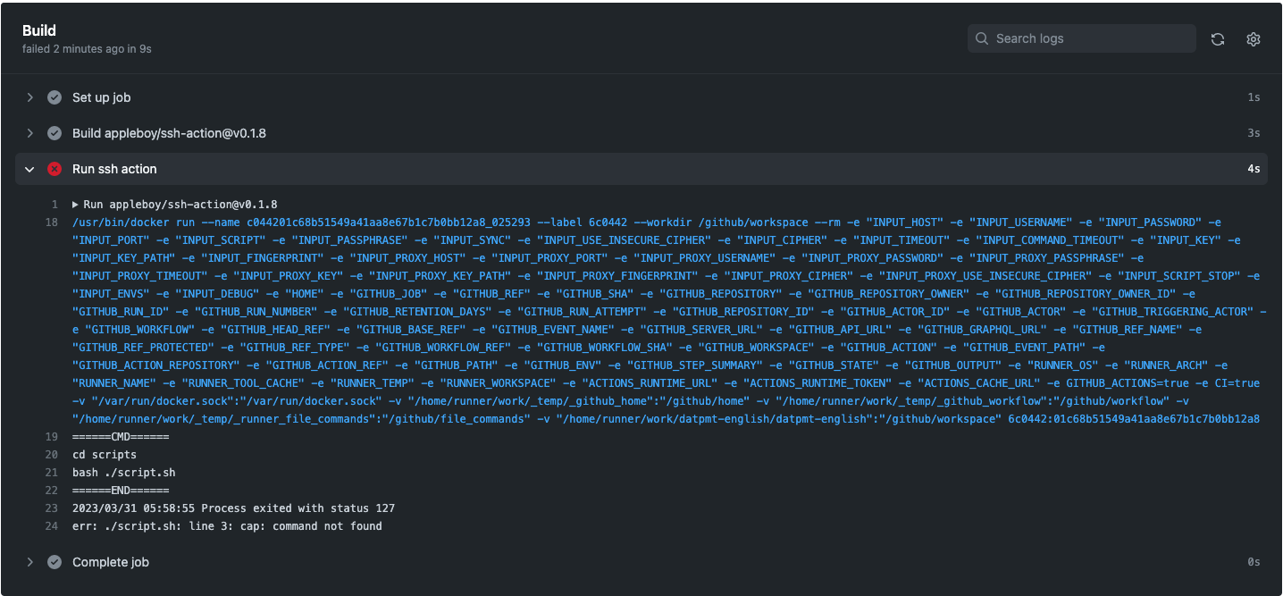 COMMAND NOT FOUND SSH ACTION NOT RUN LIKE MY LOCAL SSH Issue 234 