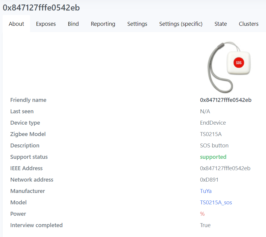 TS0215A SOS Button not working · Issue #2797 · Koenkk/zigbee-herdsman-converters · GitHub