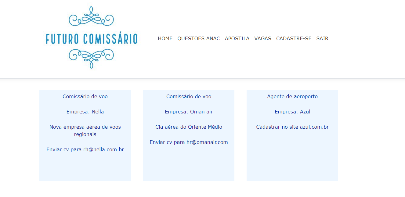 GitHub - Caroline-Thais/futuro-comissario: Flight attendant website