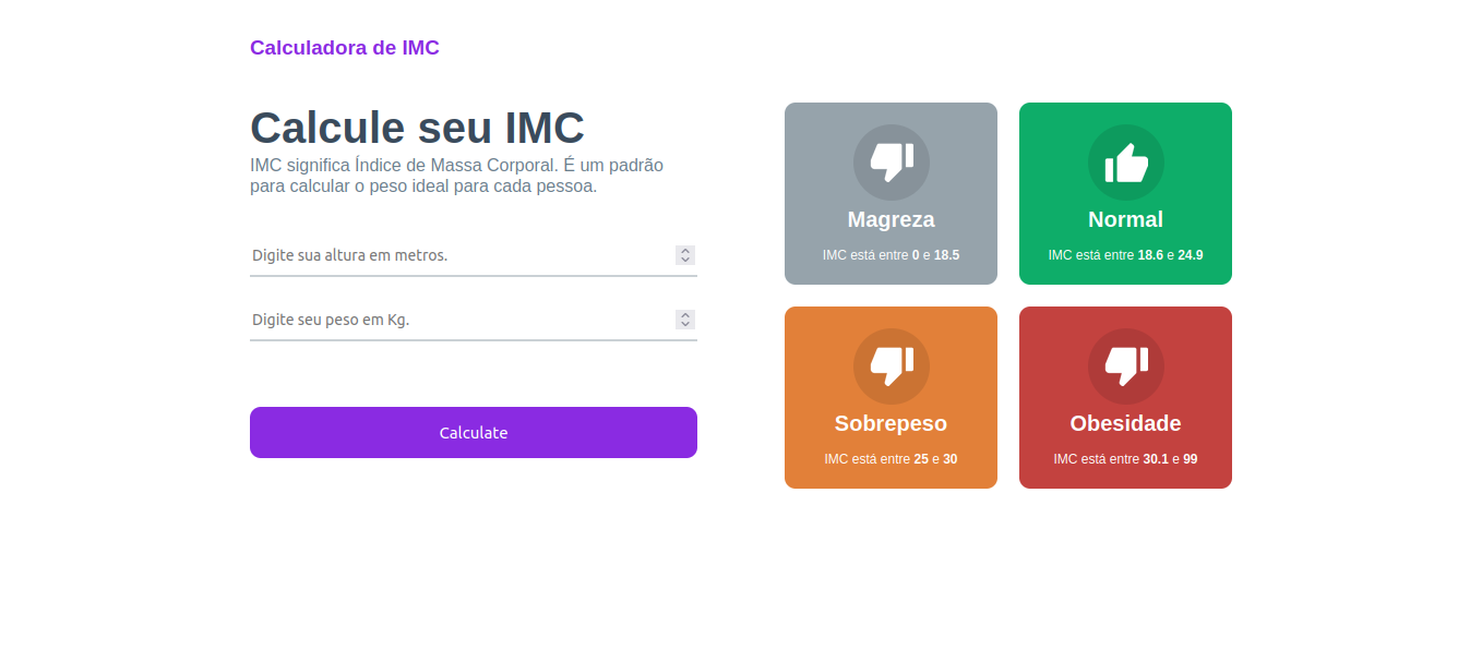GitHub - Caroline-Thais/IMC-Calculator: BMI Calculator - Calculadora de IMC