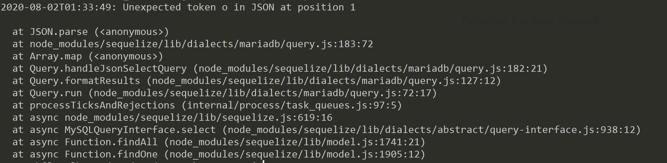 Sequelize crash - mariaDB 10.5.4 & JSON field · Issue #12583 · sequelize/sequelize · GitHub