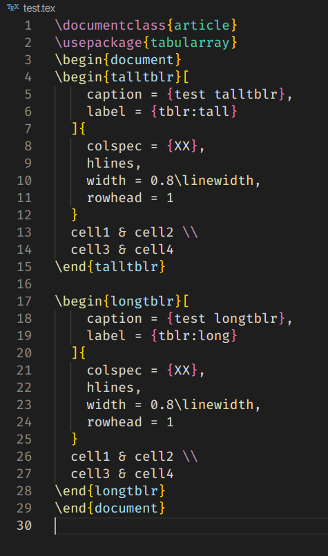 Add syntax highlight to longtblr and talltblr · Issue #2929 · James-Yu/LaTeX-Workshop · GitHub