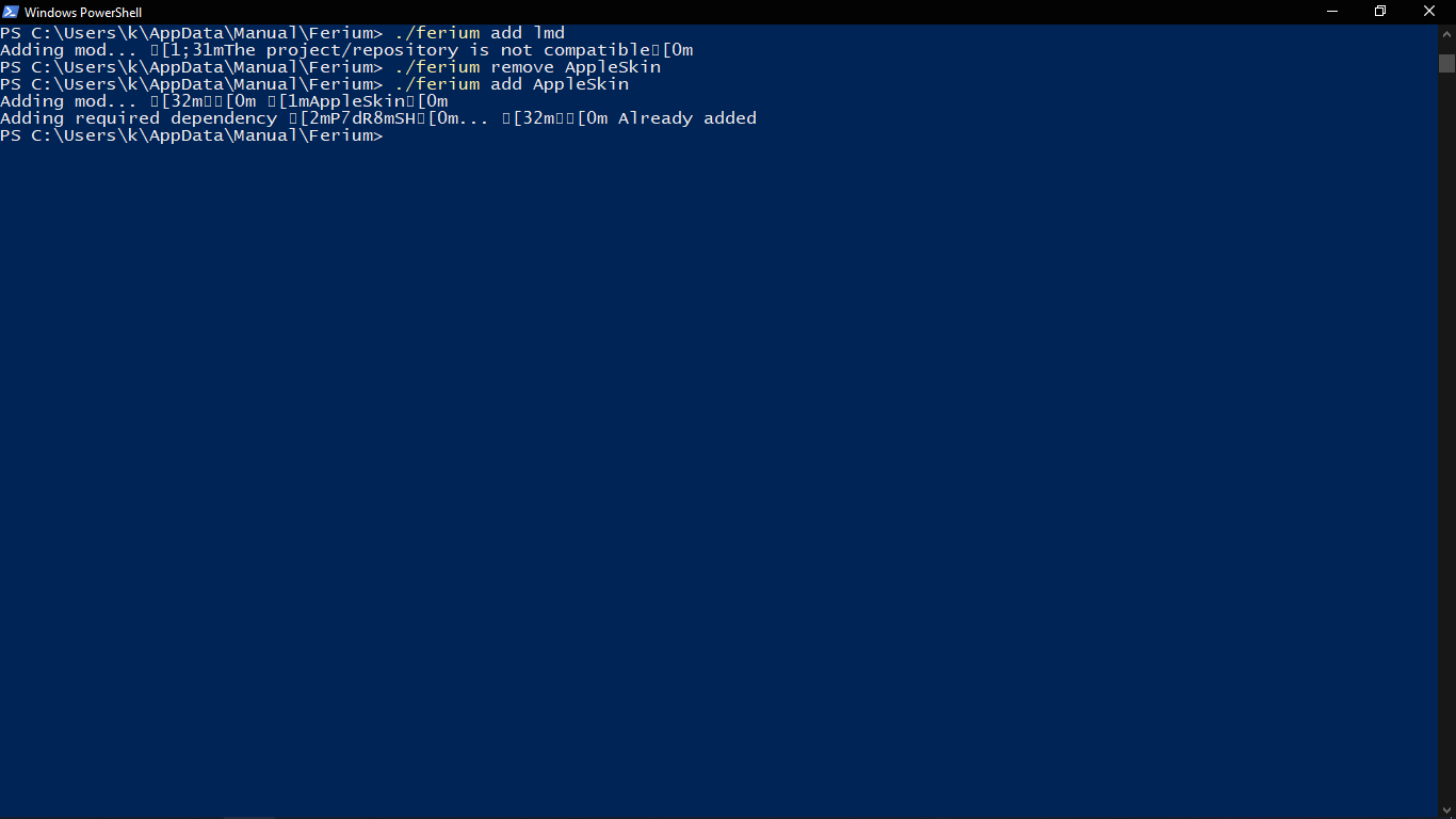 Strange characters in text output · Issue #295 · gorilla-devs/ferium · GitHub