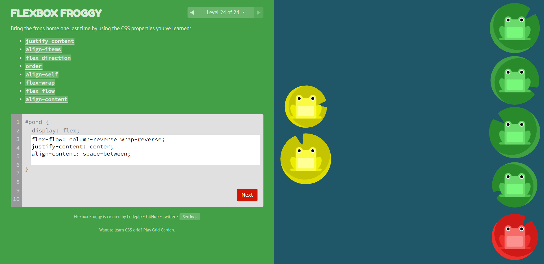 Solving Flexbox Froggy level 24 · GitHub