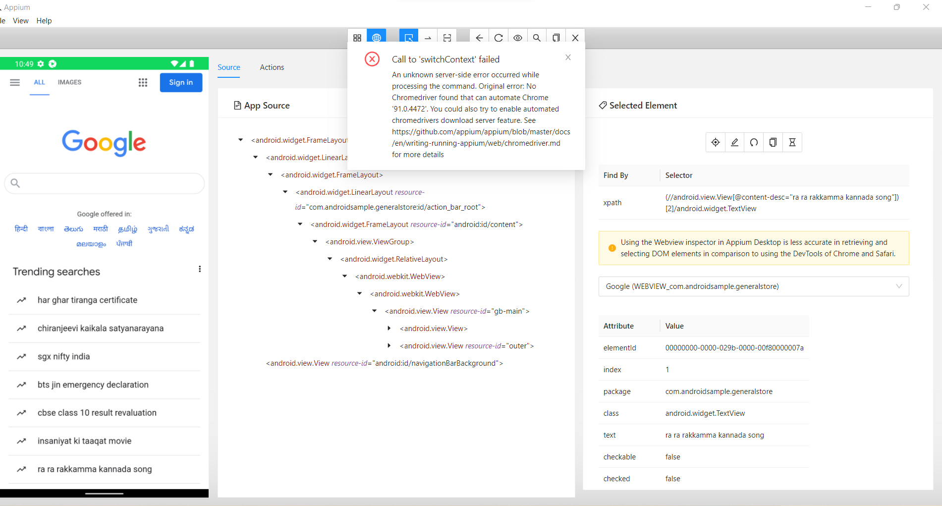Android Hybrid App Unable To Switch To Web Context · Issue 534 · Appiumappium Inspector · Github 6517