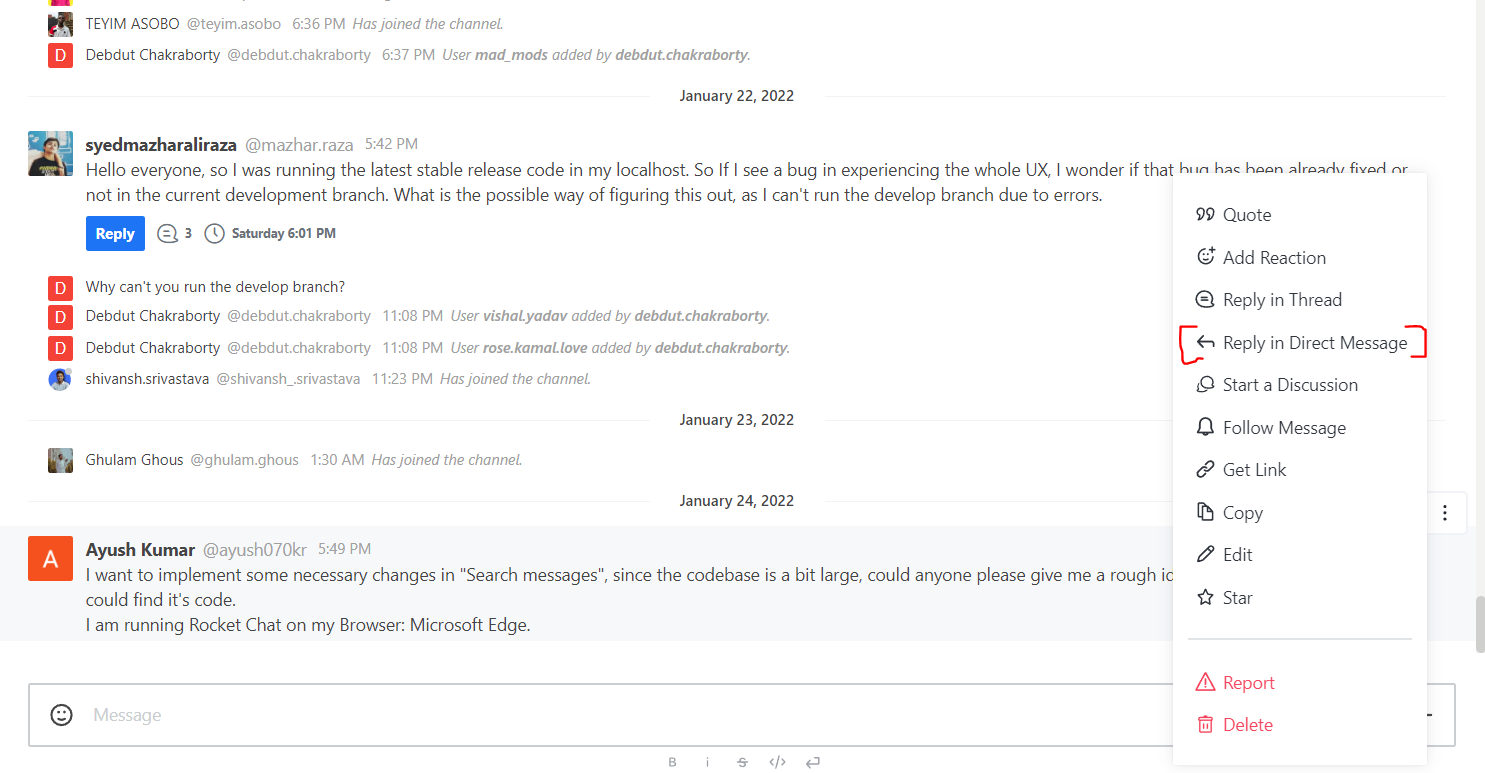 User can direct message himself/herself. · Issue #24270 · RocketChat/Rocket.Chat · GitHub