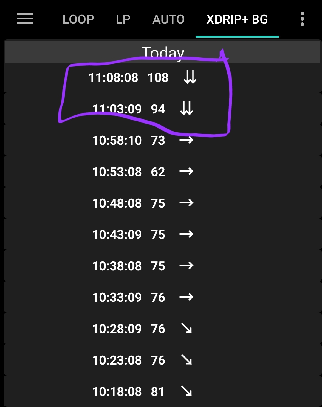 BUG: Double down arrows are back · Issue #2726 · nightscout/AndroidAPS · GitHub