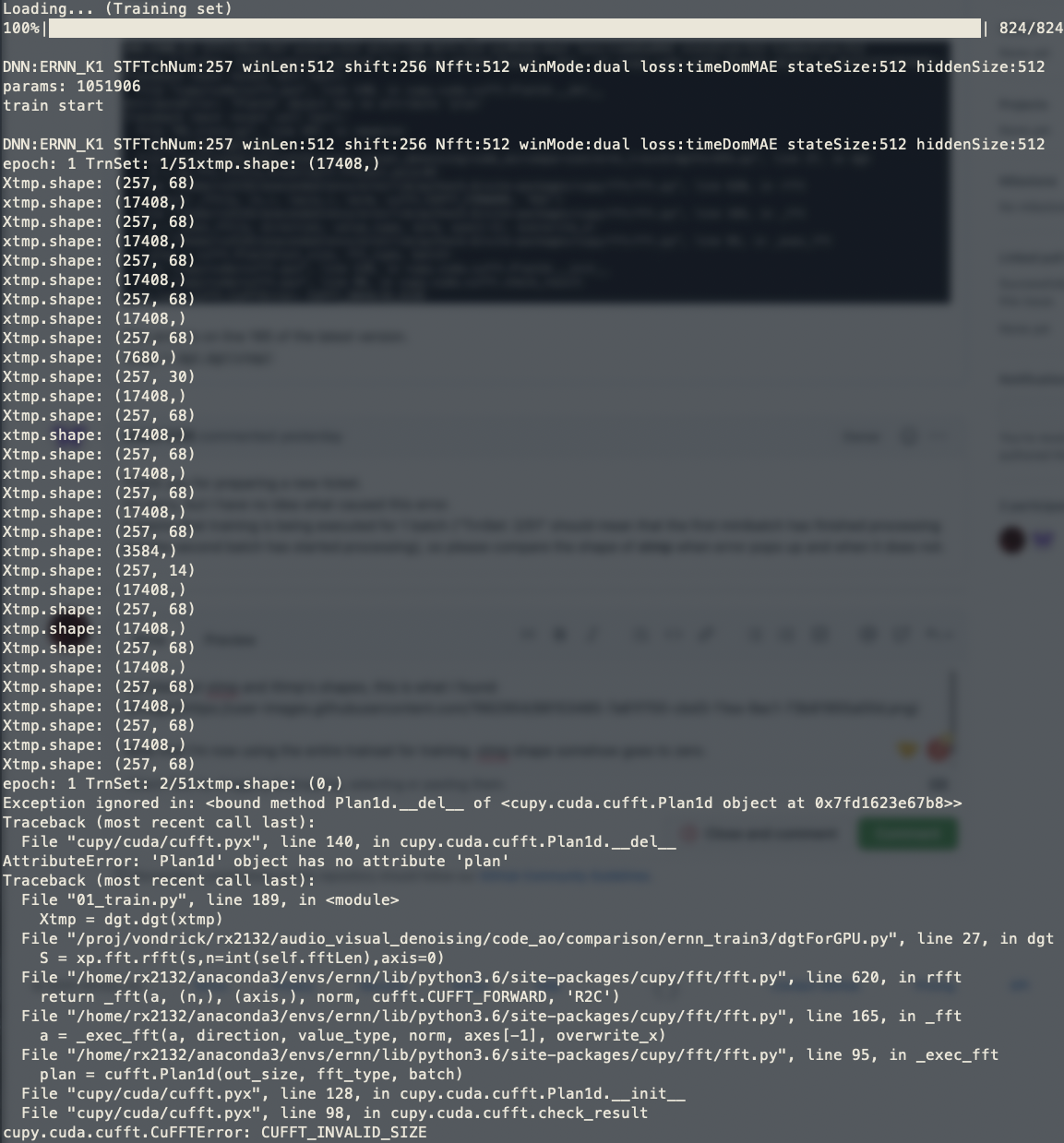 "CUFFT_INVALID_SIZE" · Issue #3 · dtake1336/ERNN-for-speech-enhancement · GitHub
