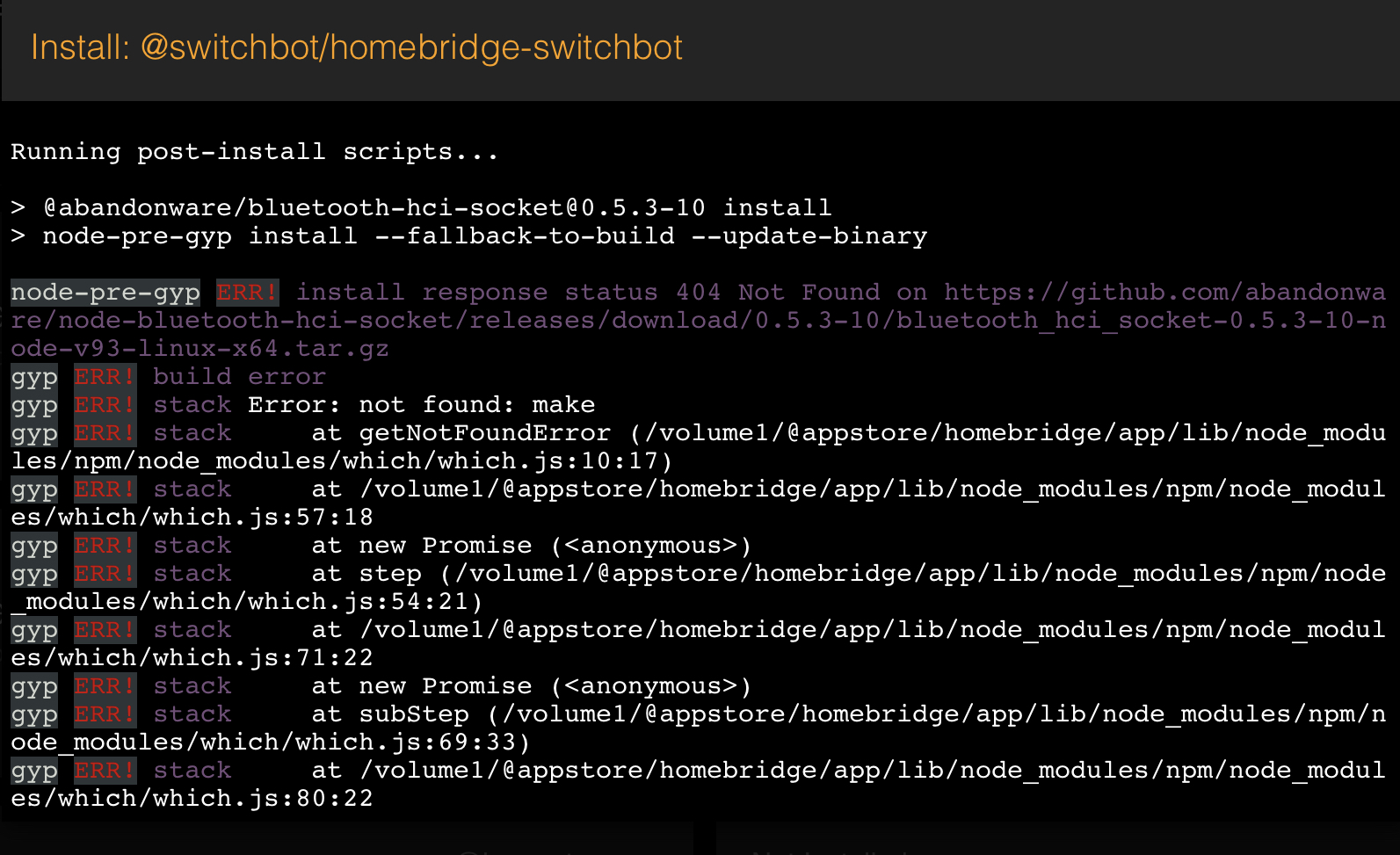 Support Request Unable To Install · Issue 737 · Openwonderlabs Homebridge Switchbot · Github
