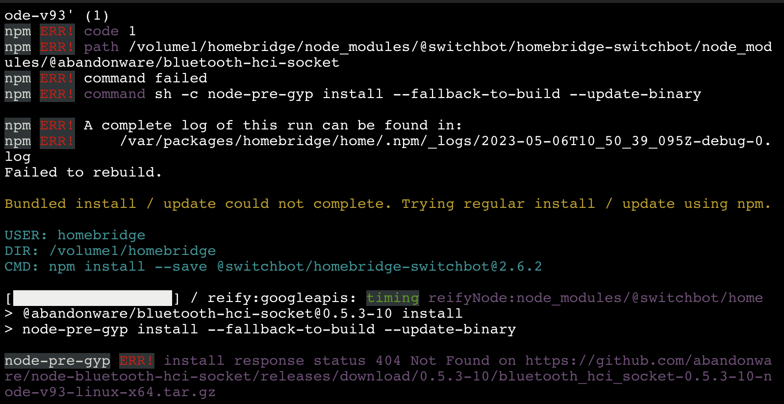 Support Request Unable To Install · Issue 737 · Openwonderlabs Homebridge Switchbot · Github