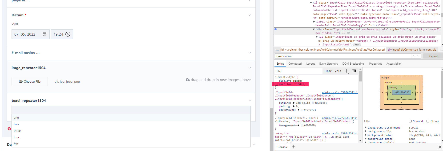 Text Tags Inputfield Type Repeater z-index issue · Issue #1512 · processwire/processwire-issues ...