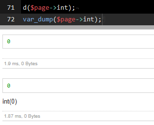 Integer field returns a string when default value is zero and field value has not been defined ...