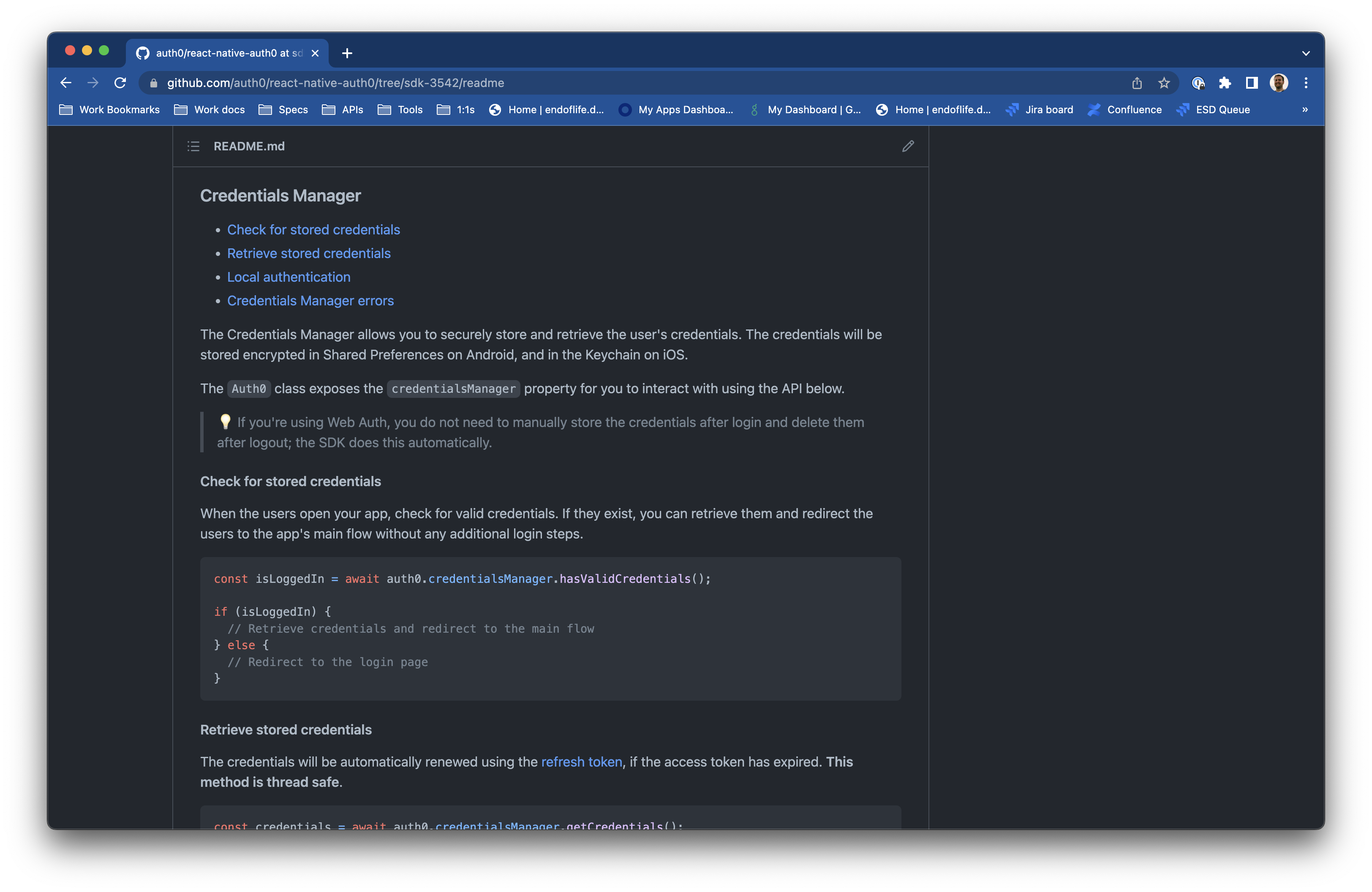 [SDK-3542] Add Credentials Manager documentation to the readme by stevehobbsdev · Pull Request ...