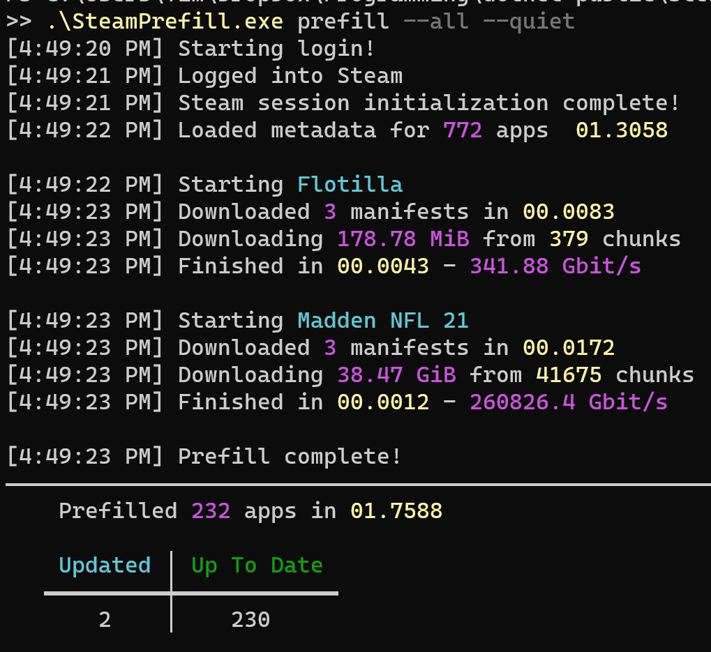 Feature request: summary at end of prefill · Issue #109 · tpill90/steam ...