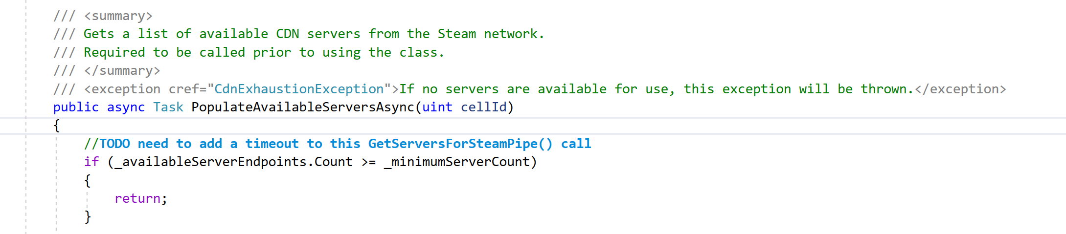 Implement timeout on GetServersForSteamPipe() in CdnPool.cs · Issue #157 · tpill90/steam ...