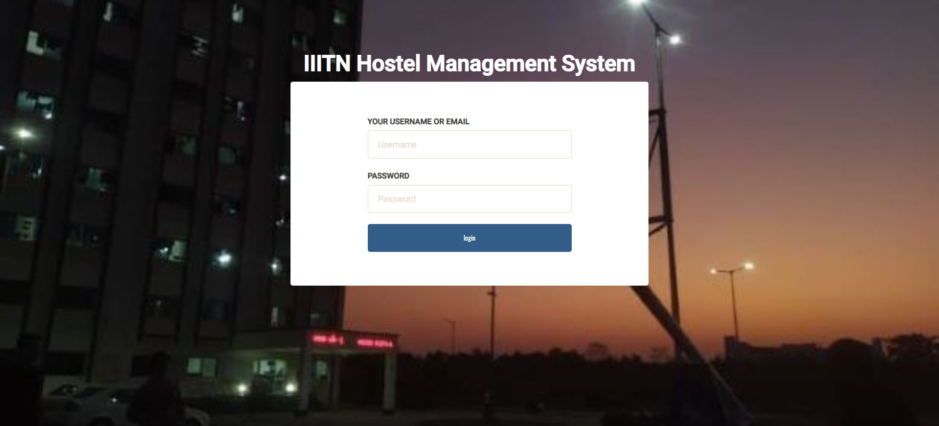 Github Snehal224 Iiitn Hostel Management A System Built For Hostel Room Allocation And