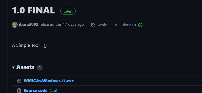 There is no script · Issue #1 · ionuttbara/WMIC-in-Windows-11 · GitHub