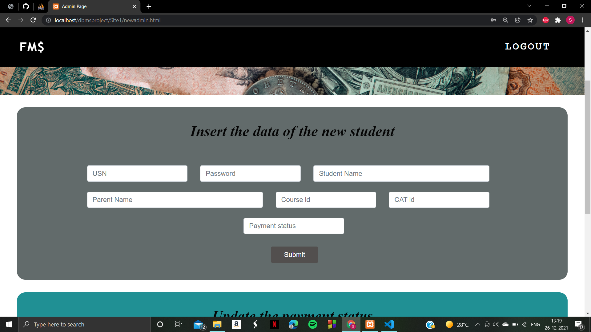 GitHub - sinchanabbhanu/dbmsproject: Fee Management System