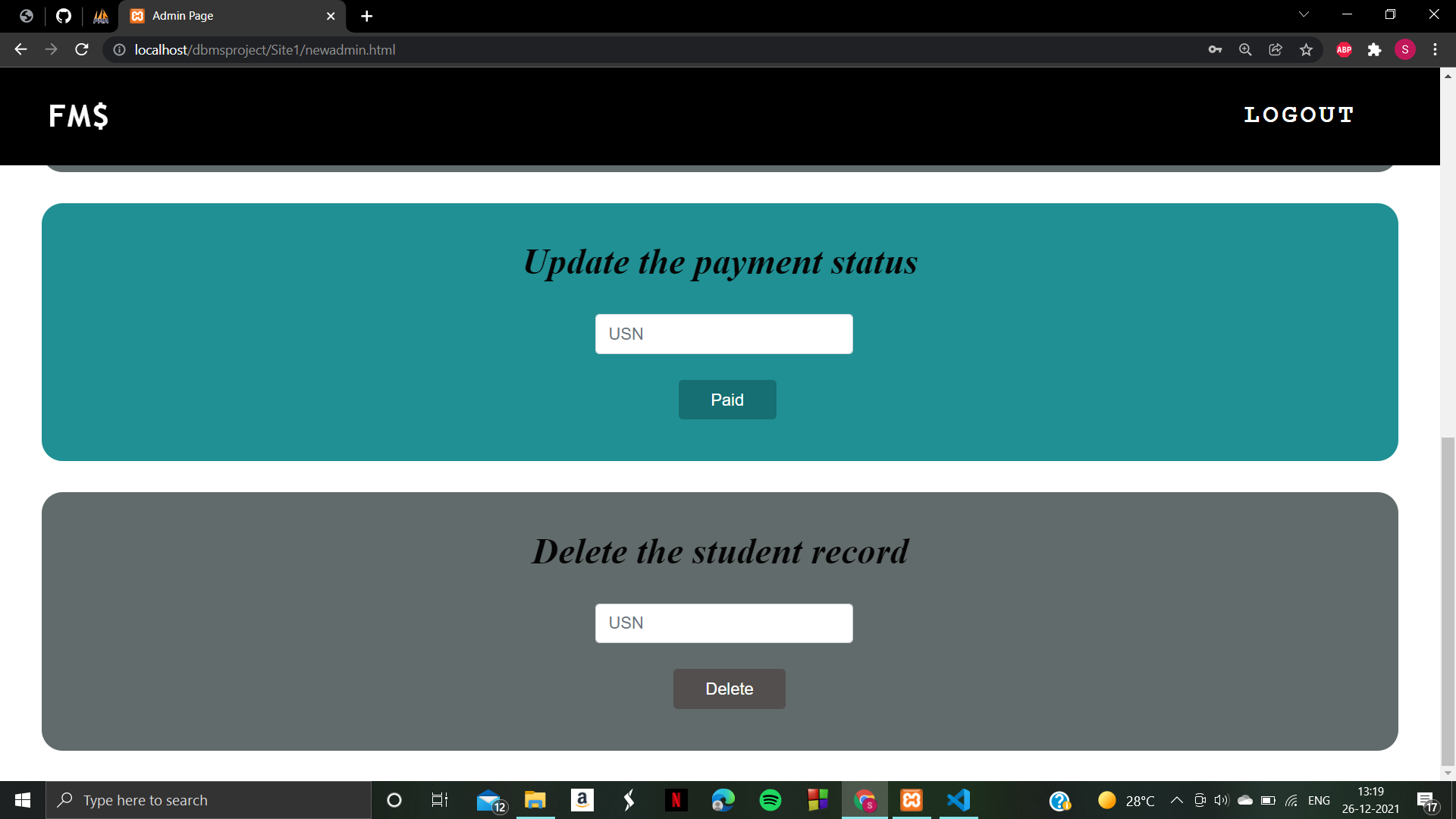GitHub - sinchanabbhanu/dbmsproject: Fee Management System