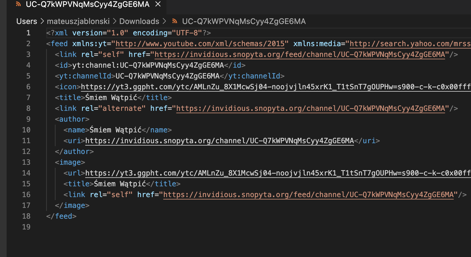Empty RSS for particular YT channel [Bug] · Issue #3310 · iv-org ...