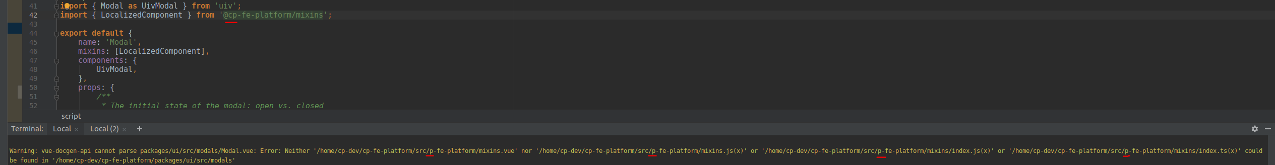 Can't import mixin as a named import (declared with @) using yarn workspaces and lerna · Issue ...
