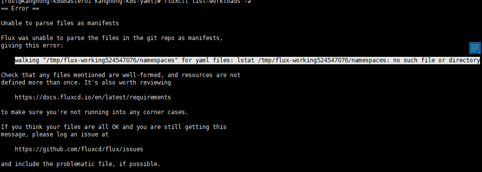 when i excute fluxctl list-workloads -a,get errorlike this · Issue #3389 · fluxcd/flux · GitHub
