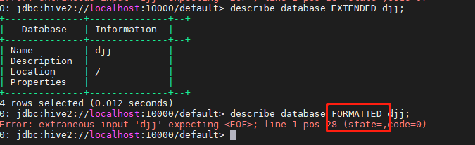 describe database FORMATTED 查看数据库属性失败 · Issue #84 · lucene-cn/lxdb · GitHub