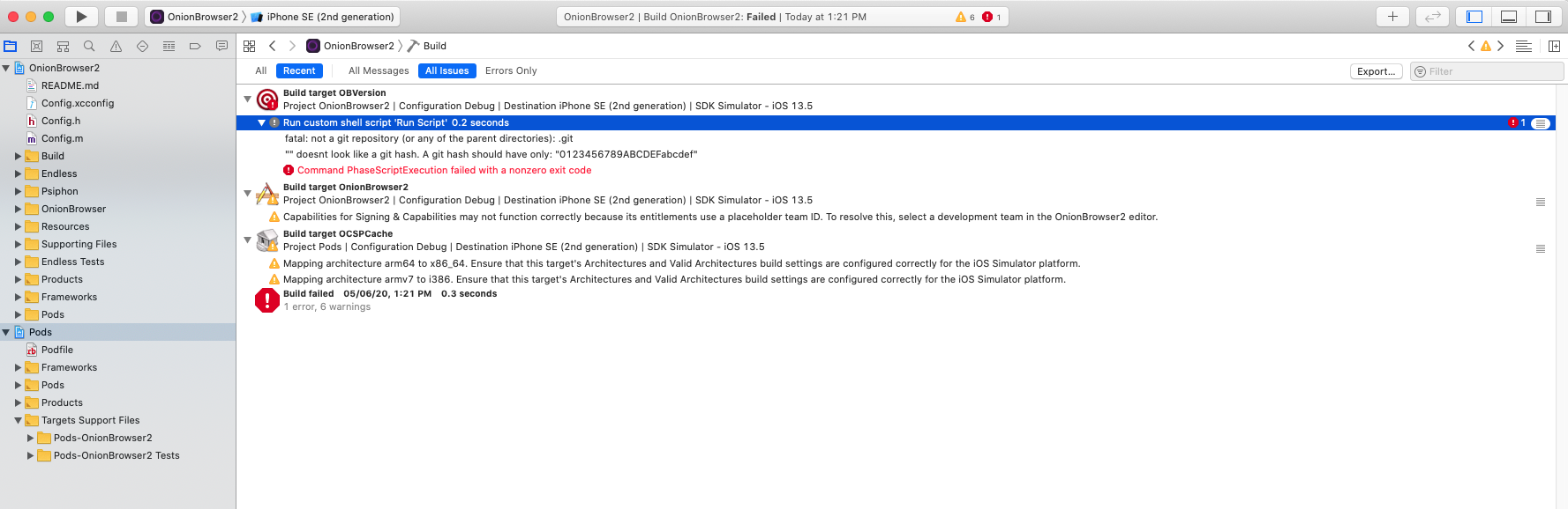 Command PhaseScriptExecution failed with a nonzero exit code · Issue #268 · OnionBrowser ...