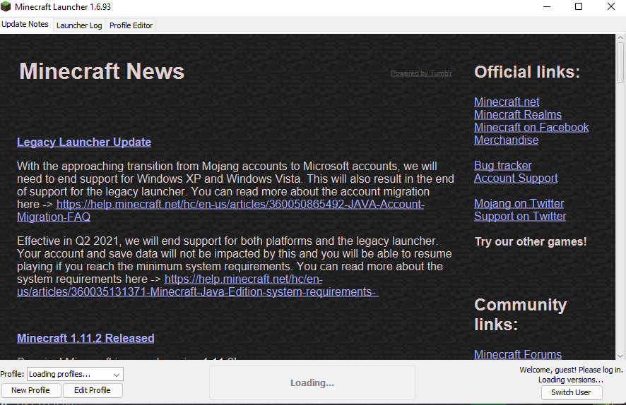 [Bug]: Old Minecraft launcher won't load profiles, therefore doesn't ...