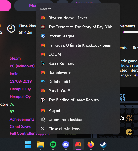 Quick acess behaving differently in taskbar and system tray · Issue #3047 · JosefNemec/Playnite ...