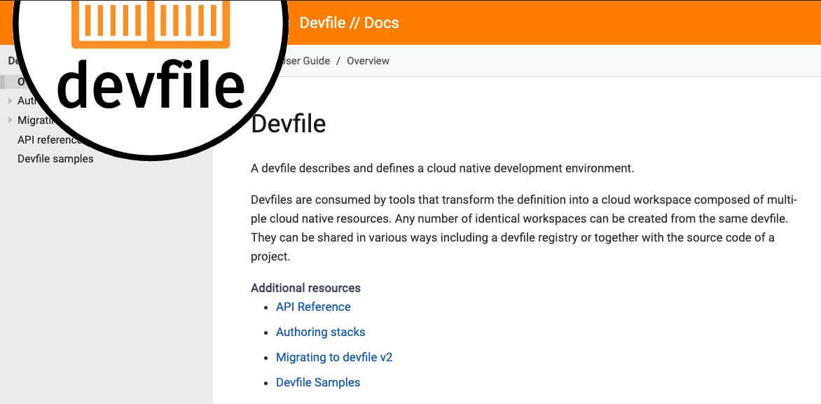 Docs logo blocks left side menu · Issue #300 · devfile/api · GitHub