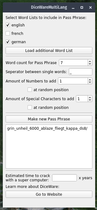 GitHub - calceiin/DiceWareMultiLang-GUI: A GUI-tool to create secure ...