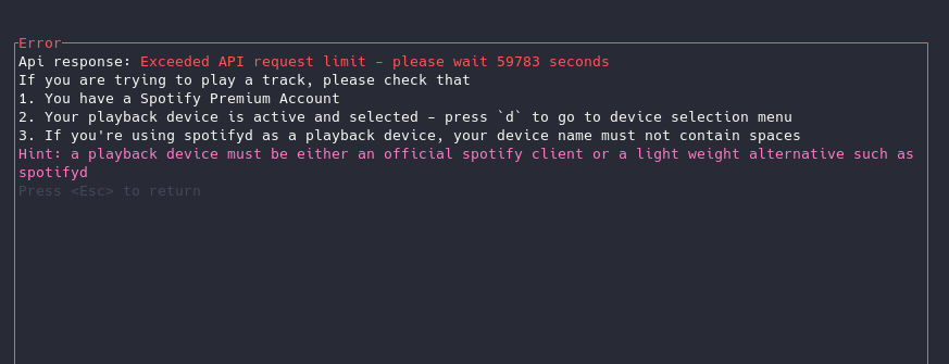 Exceeded API request limit · Issue #779 · Rigellute/spotify-tui · GitHub