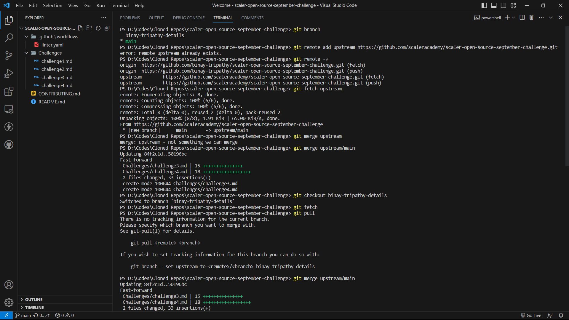 Challenger #Binay · Issue #476 · scaleracademy/scaler-open-source-september-challenge · GitHub