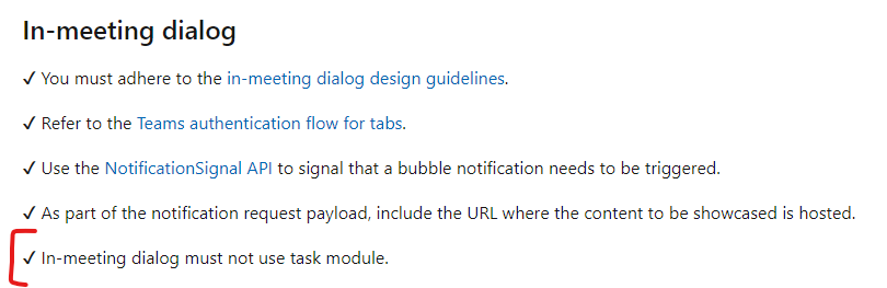 Clarify The Guideline For Task Modules And In Meeting Dialogs · Issue 2870 · Microsoftdocs