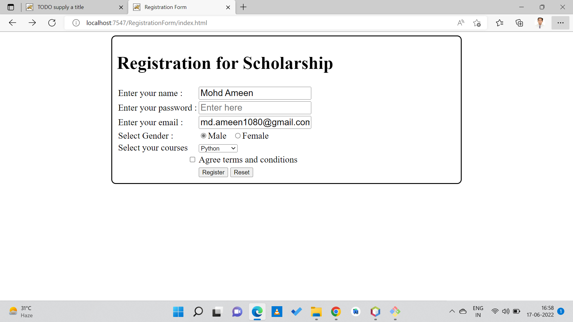 GitHub - mohammadameen21/Registration-Form-Servlet: This is ...