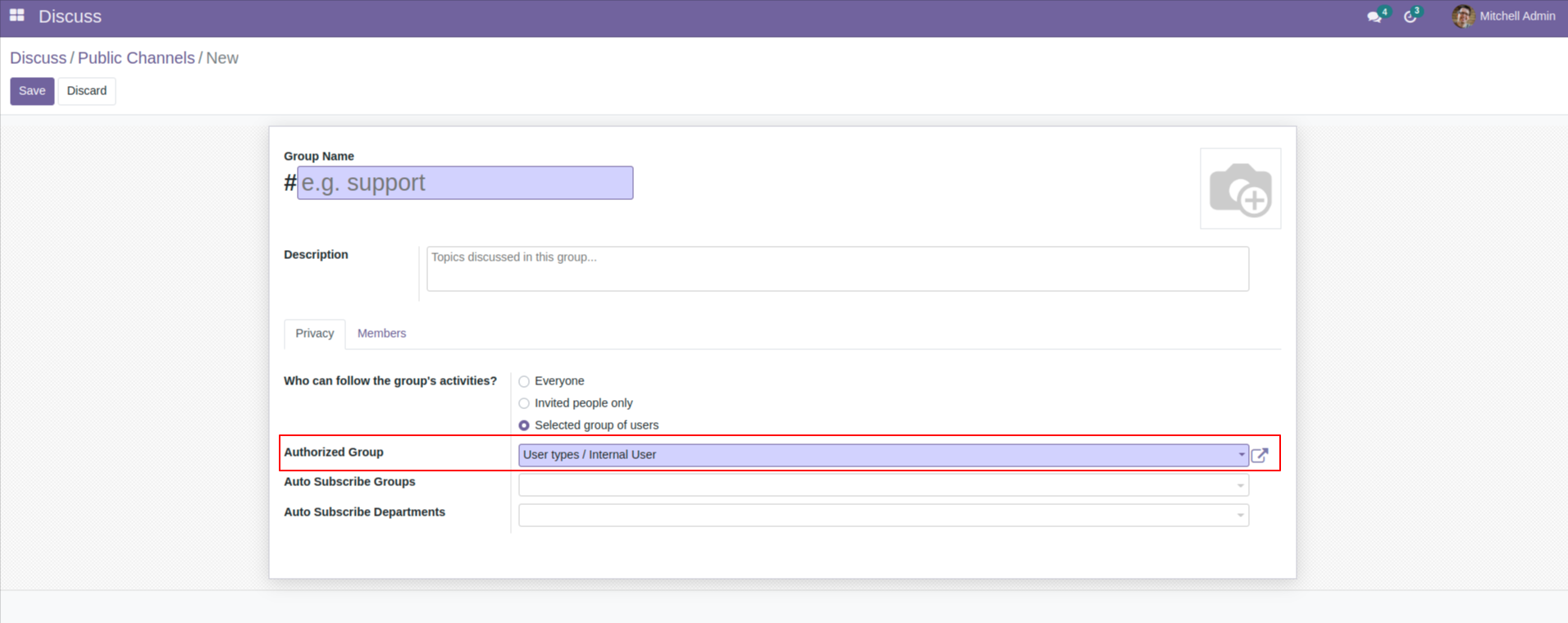 [16.0] any user can edit discussion channels settings · Issue #108861 · odoo/odoo · GitHub