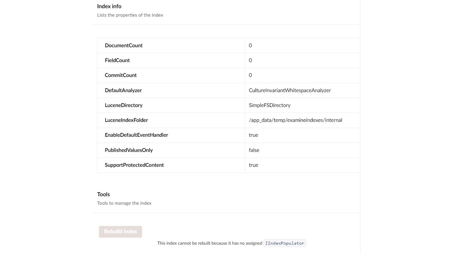 This index cannot be rebuilt because it has no assigned IIndexPopulator · Issue #47 · SDKits ...
