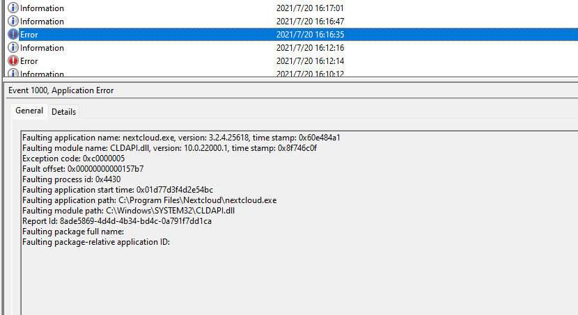 Sync client is aborted in windows 11. · Issue #3568 · nextcloud/desktop ...