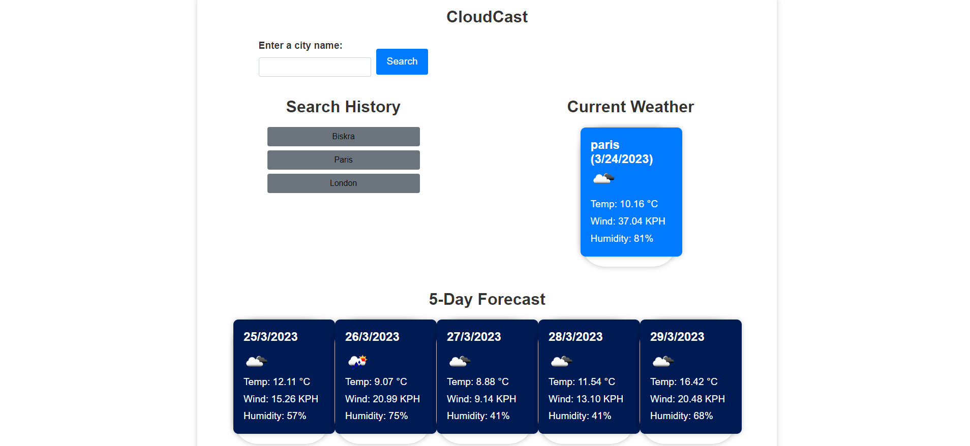 GitHub - sabersebti/CloudCast: A 5 day weather app