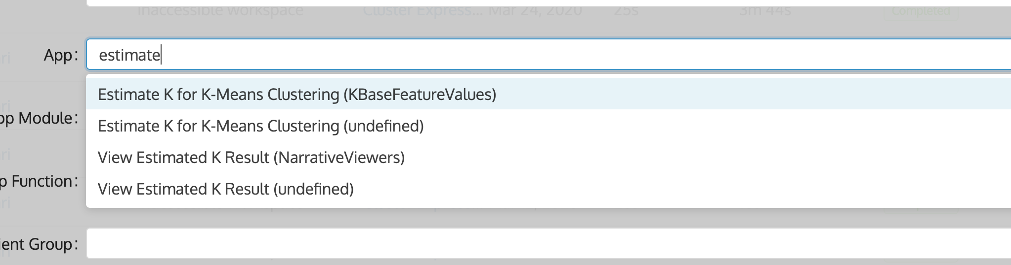 App filter shows duplicate items · Issue #65 · kbase/kbase-ui-plugin-job-browser2 · GitHub