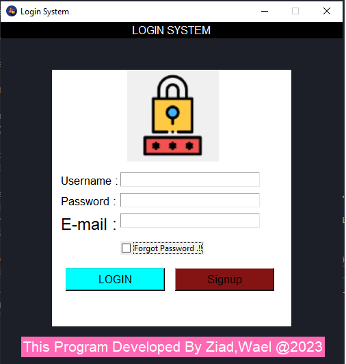 GitHub - ziaadwael/Login-System-GUI: GUI Login System Program
