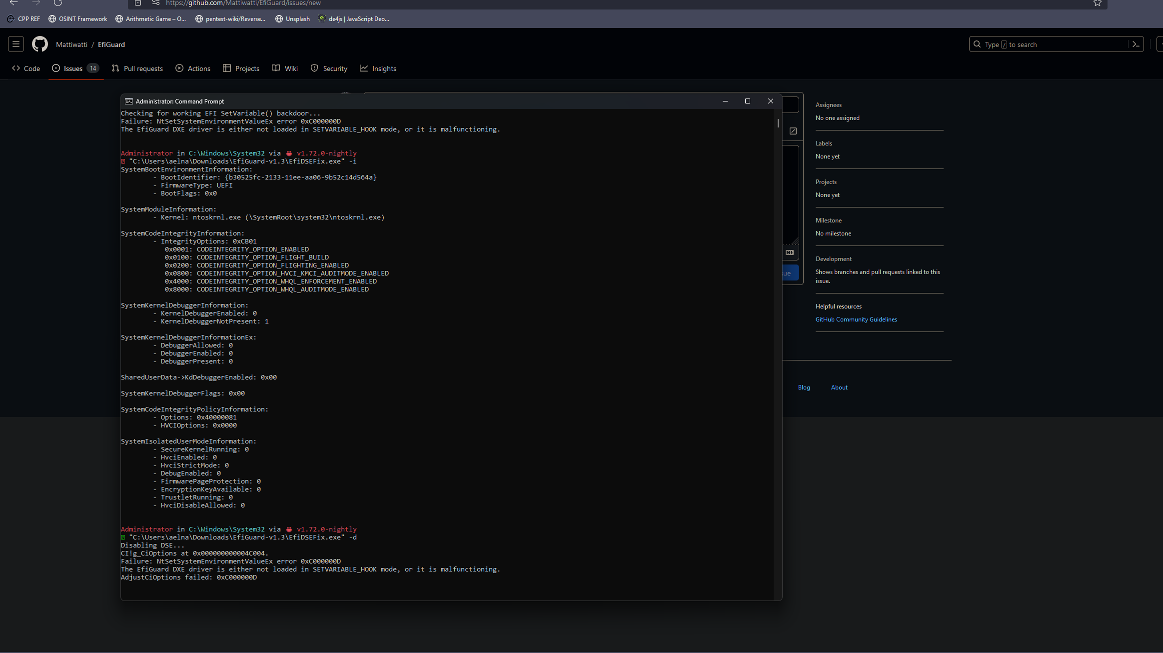 error 0xC000000D on ver 1.3 · Issue #97 · Mattiwatti/EfiGuard · GitHub